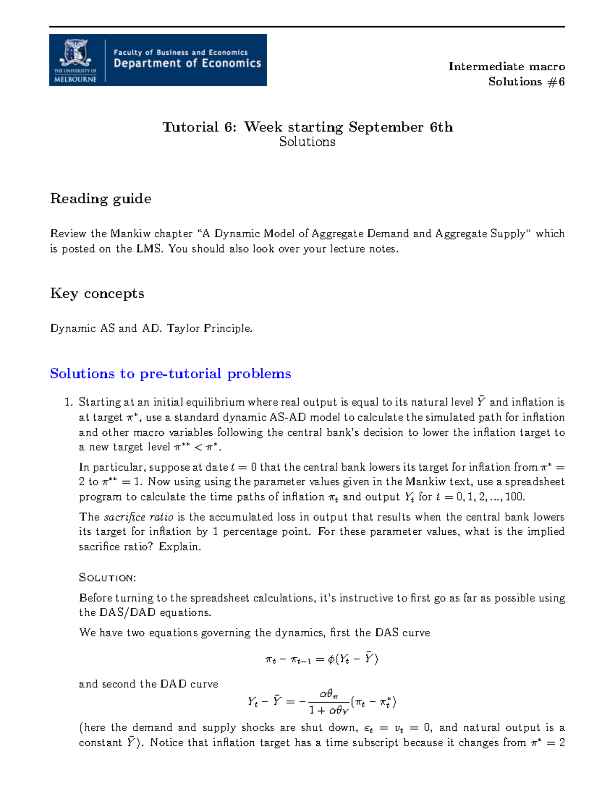 Pre & in solutions 6 - Intermediate macro Solutions # Tutorial 6: Week starting September 6th ...