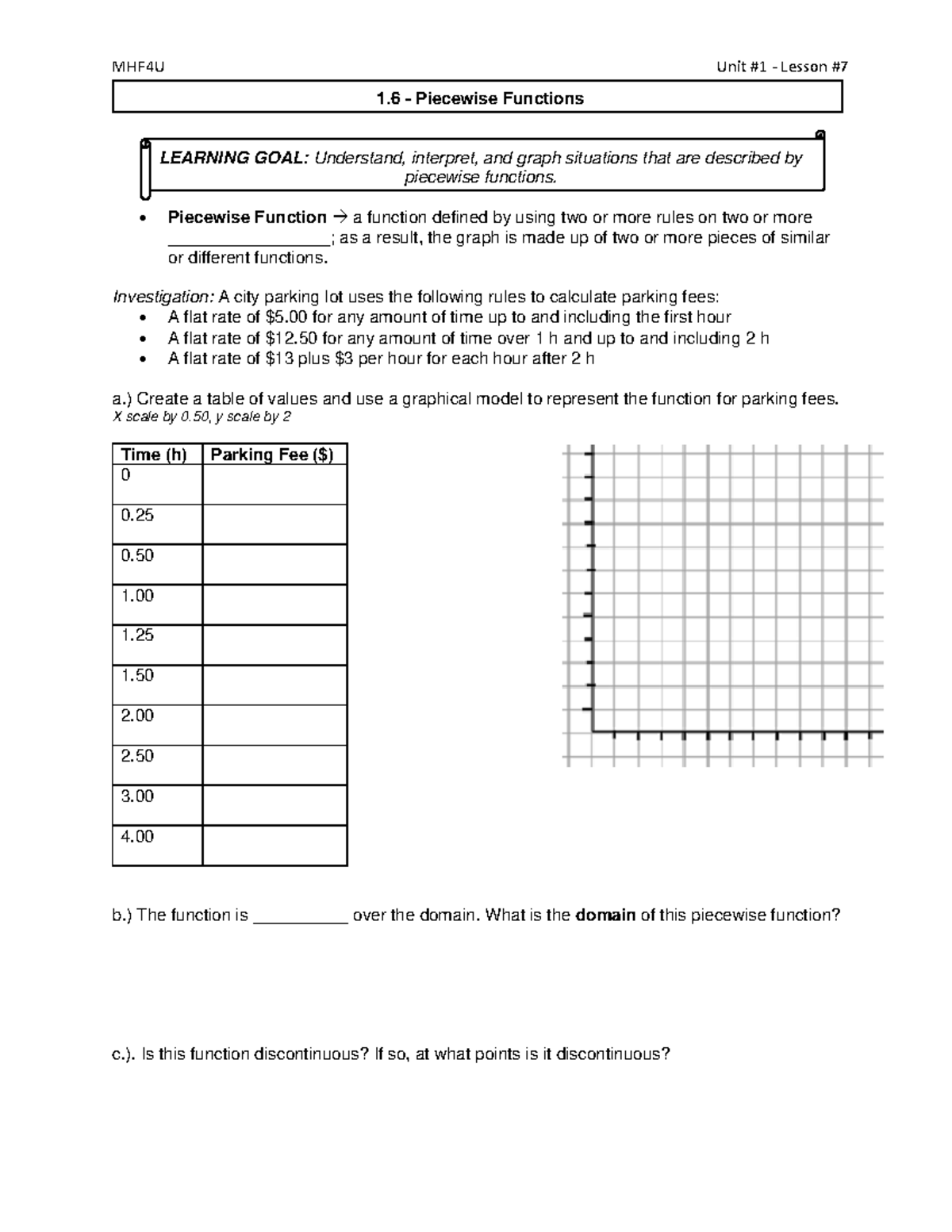 Mhf4u - unit 1 - 1.6 - piecewise functions - student pdf - 1 ...