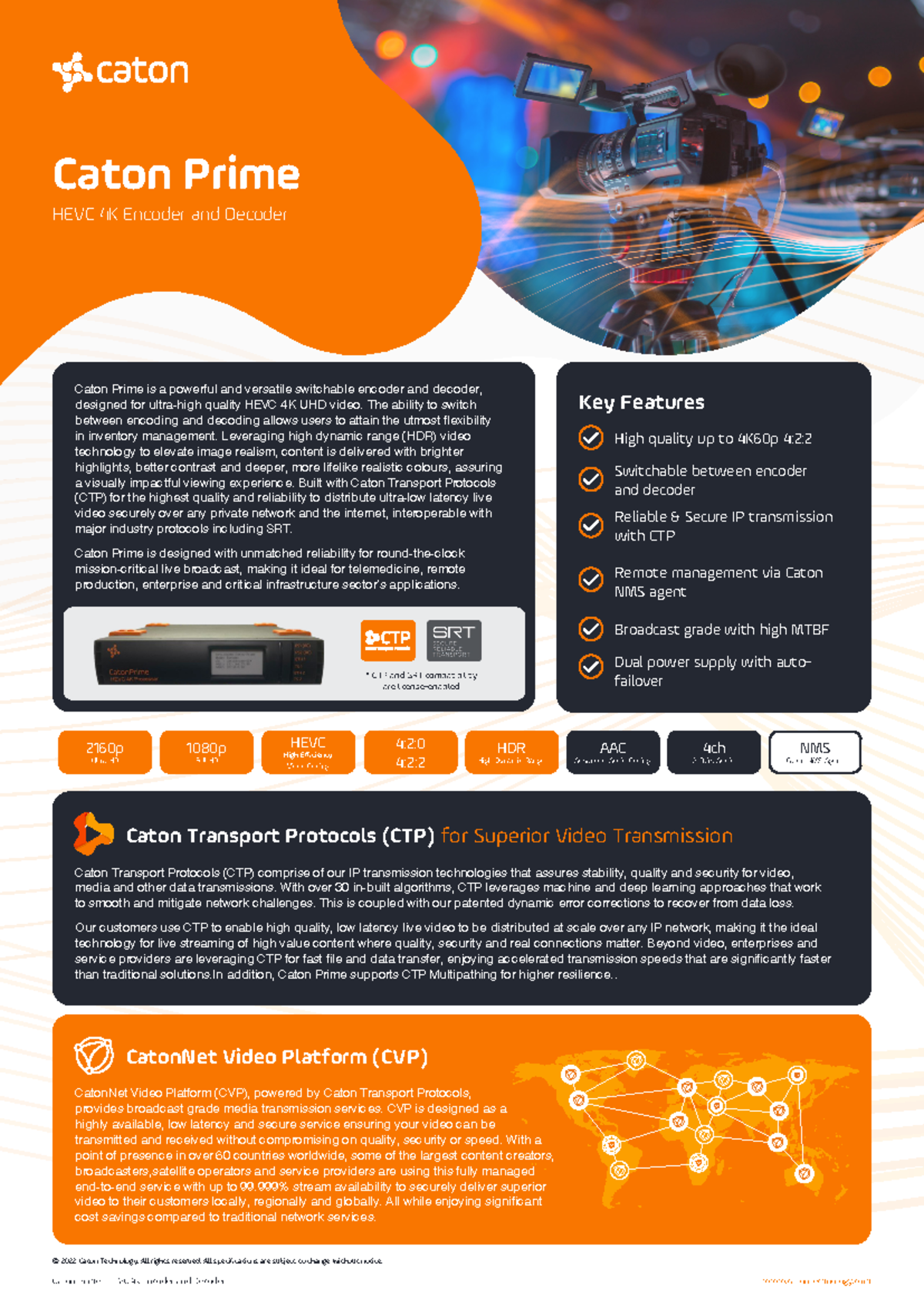 Caton Prime Datasheet - Caton Prime | HEVC 4K Encoder and Decoder ...