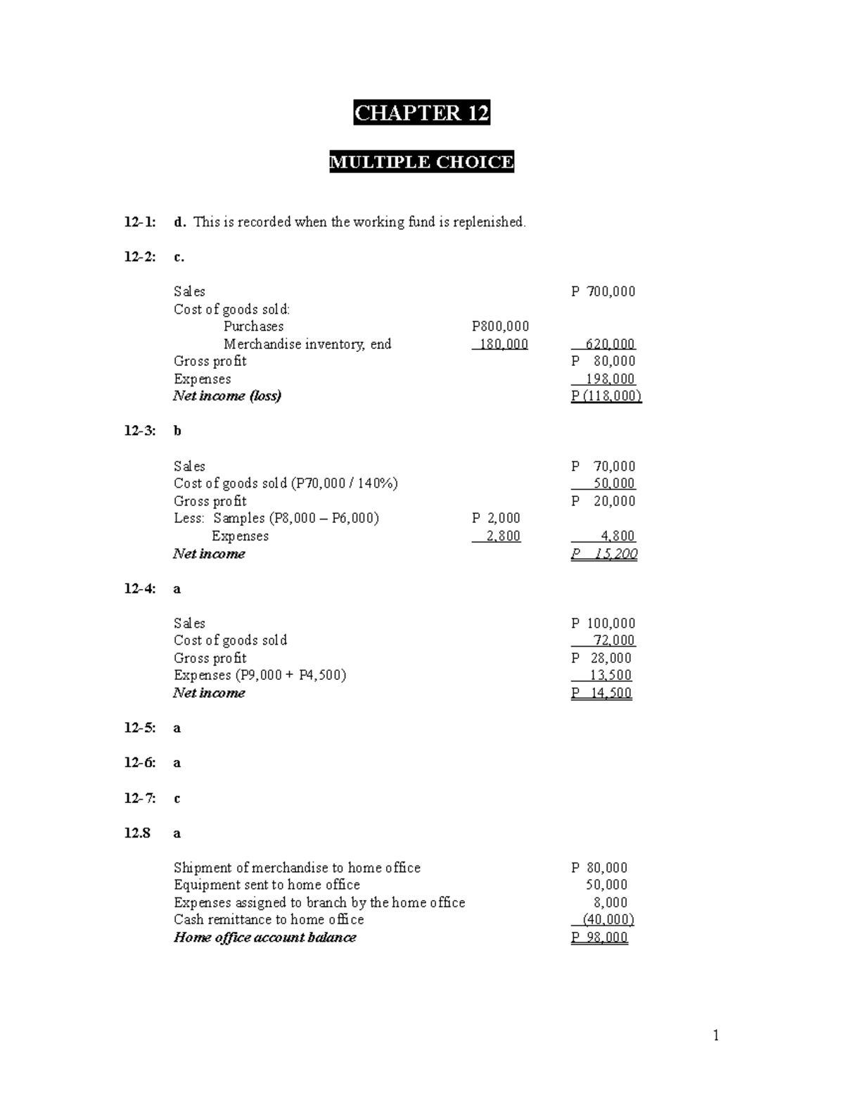 Chapter 11 - Advance Accounting Chap1 Guerrero - CHAPTER 12 MULTIPLE ...