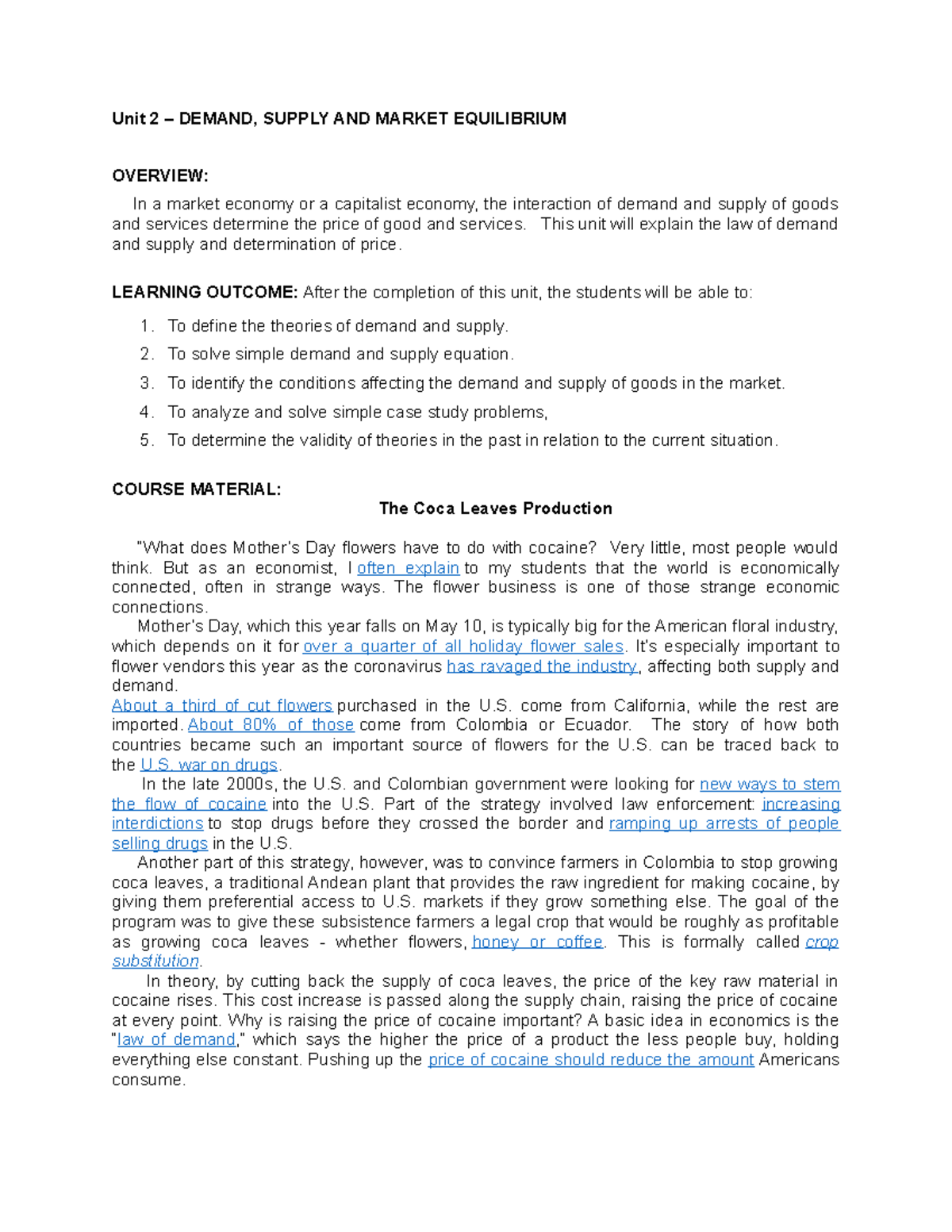IM-Unit-2-Demand-and-Supply - Unit 2 – DEMAND, SUPPLY AND MARKET ...