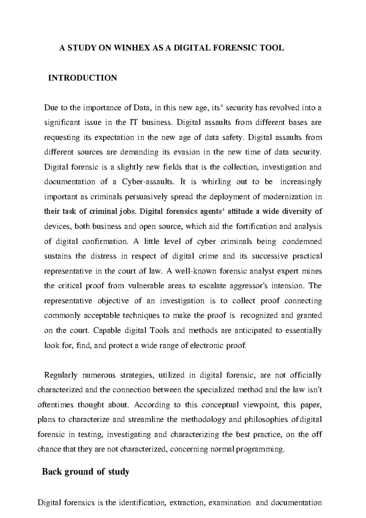 A Study ON Winhex AS A Digital Forensic TOOL - A STUDY ON WINHEX AS A DIGITAL FORENSIC TOOL ...