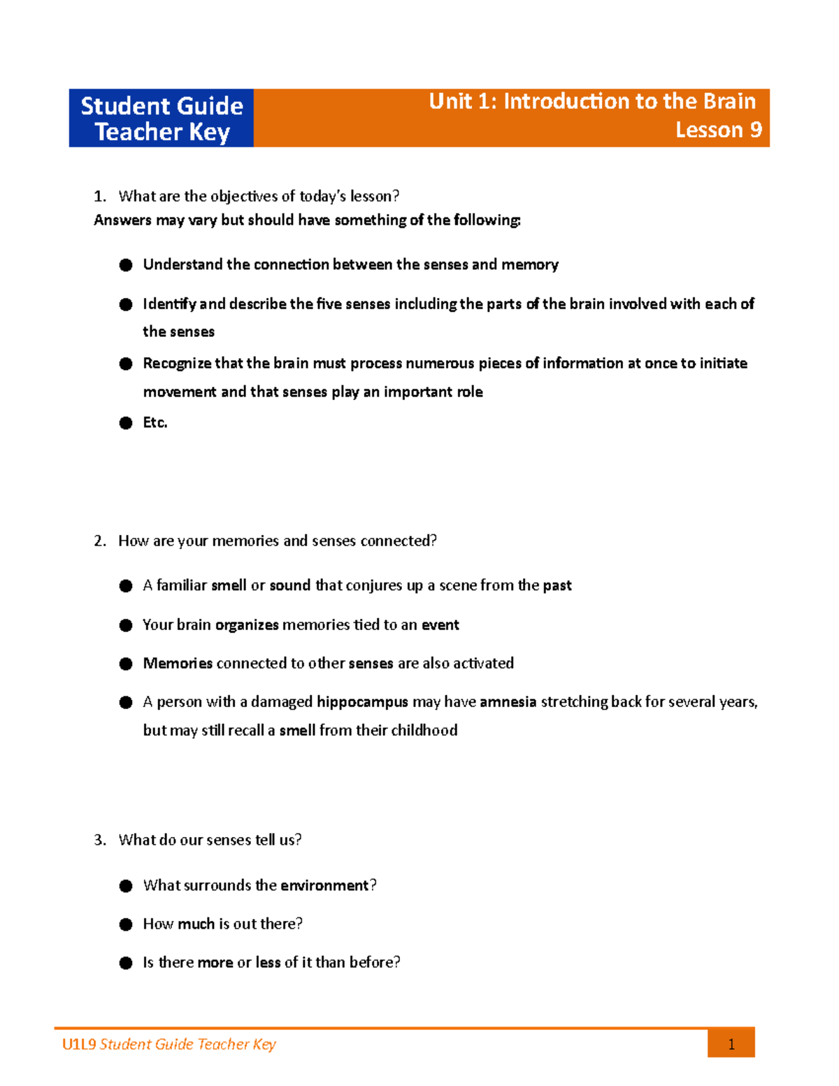 Copy of U1L9 Student Guide - Completed Notes - Student Guide Teacher ...