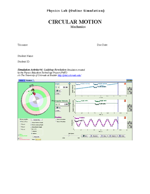 1 Kinematics 1-D Online - KINEMATICS IN ONE DIMENSION Mechanics TA name ...