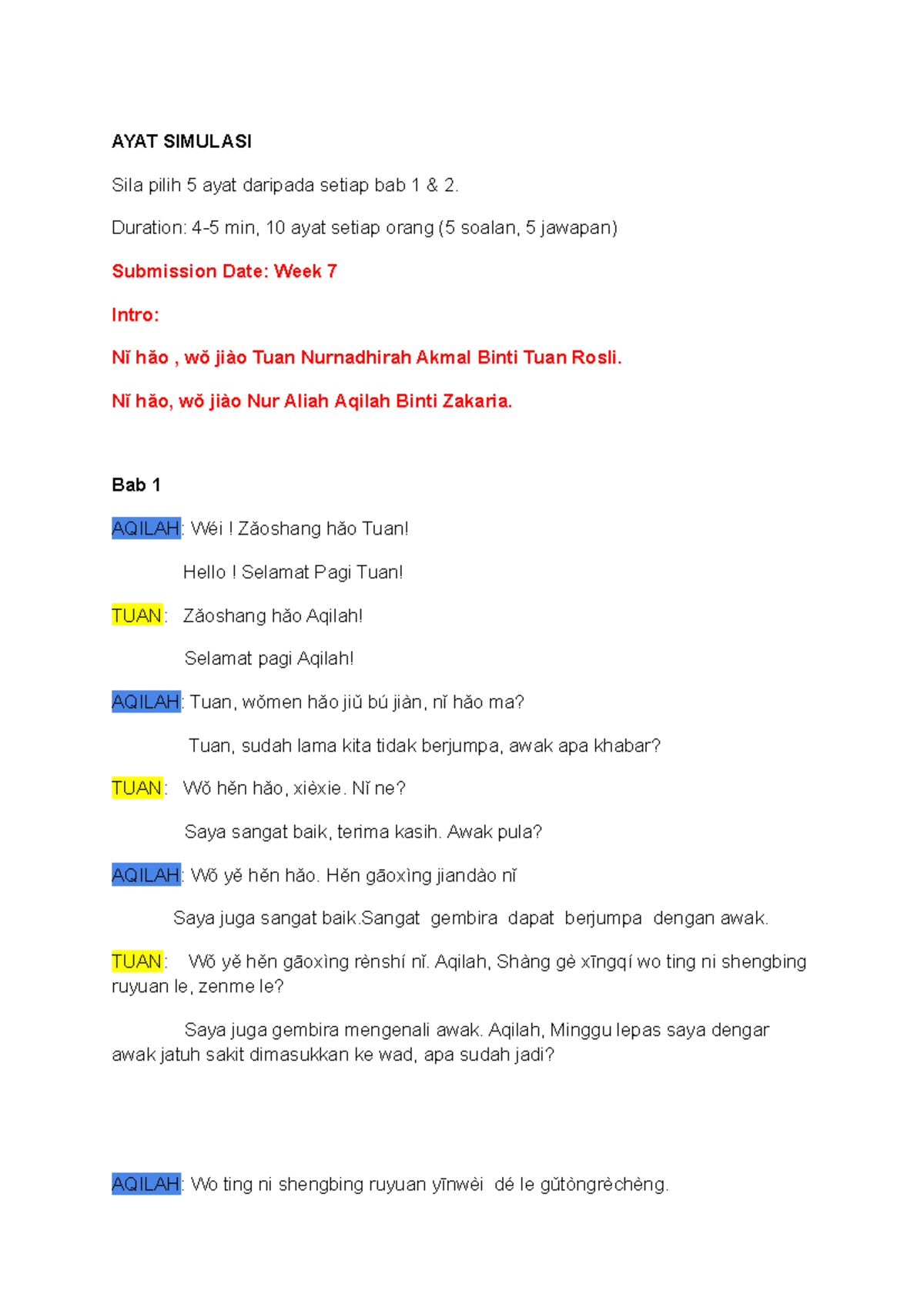 TMC 501 Script (simulasi) - AYAT SIMULASI Sila pilih 5 ayat daripada ...