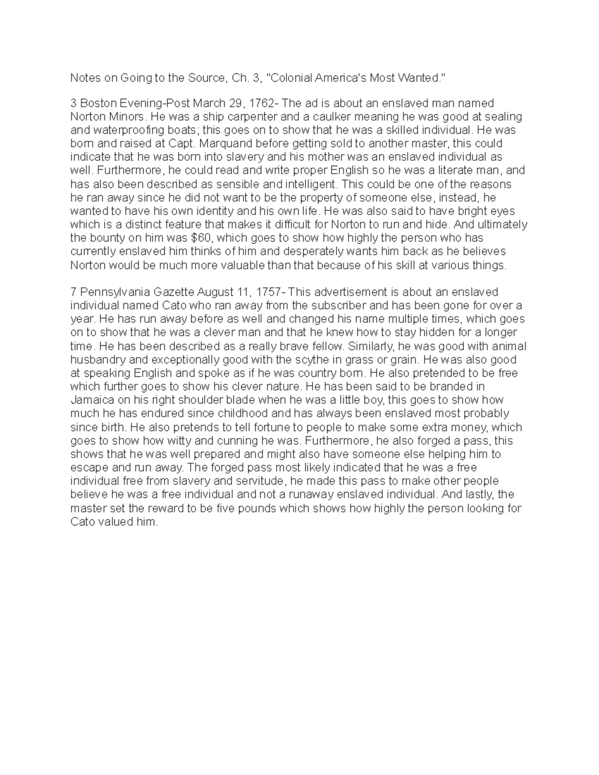 Notes on Going to the Source, Ch. 3, Colonial America's Most Wanted ...