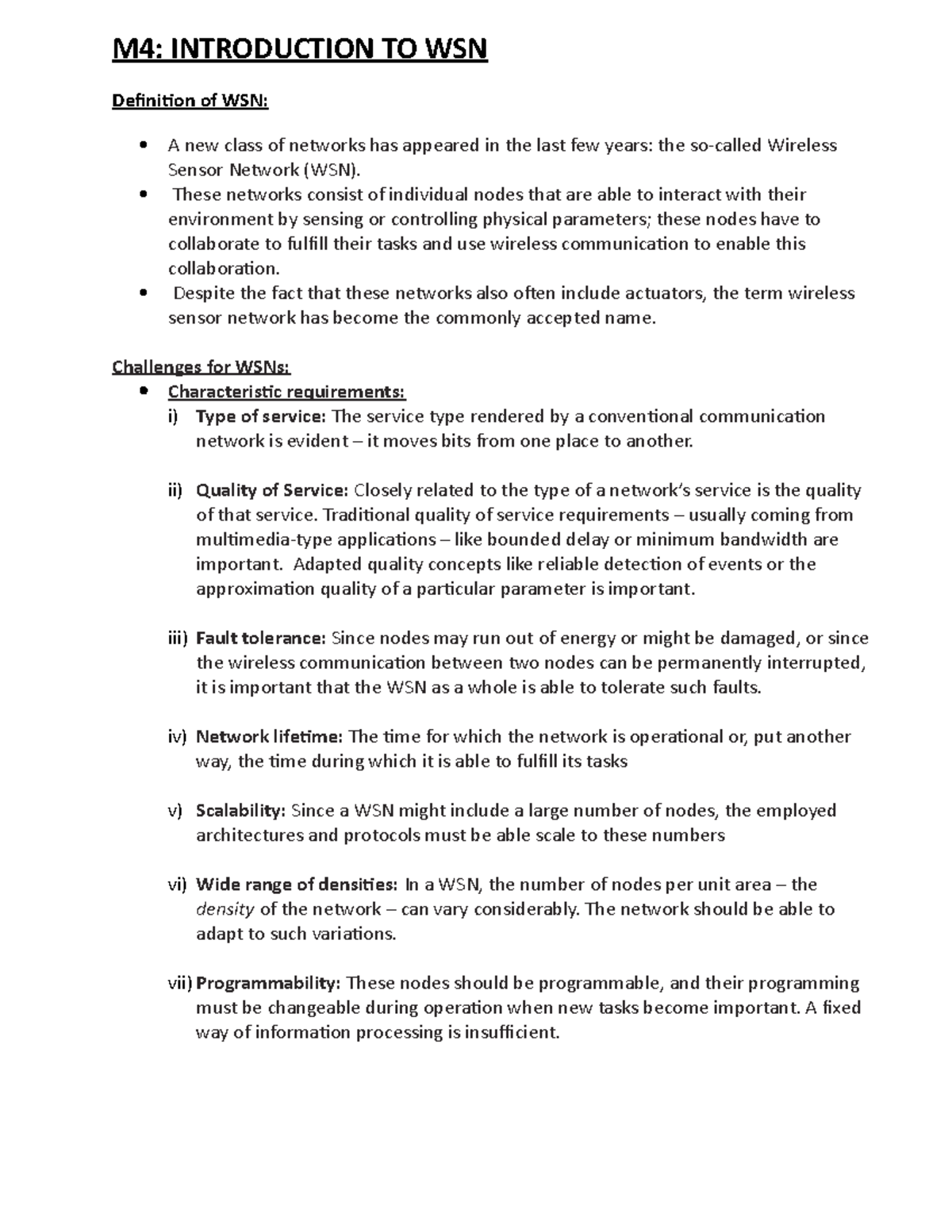 Internet of things - M4: INTRODUCTION TO WSN Definition of WSN: A new ...