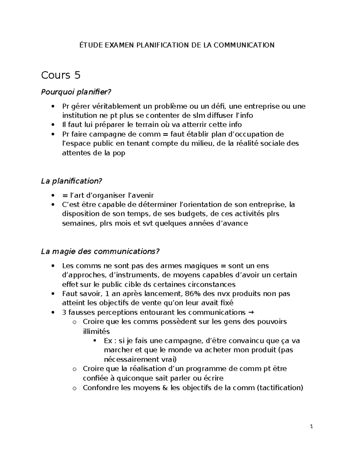 Com127 etude examen 2 - étude pour l'exam - ÉTUDE EXAMEN PLANIFICATION ...