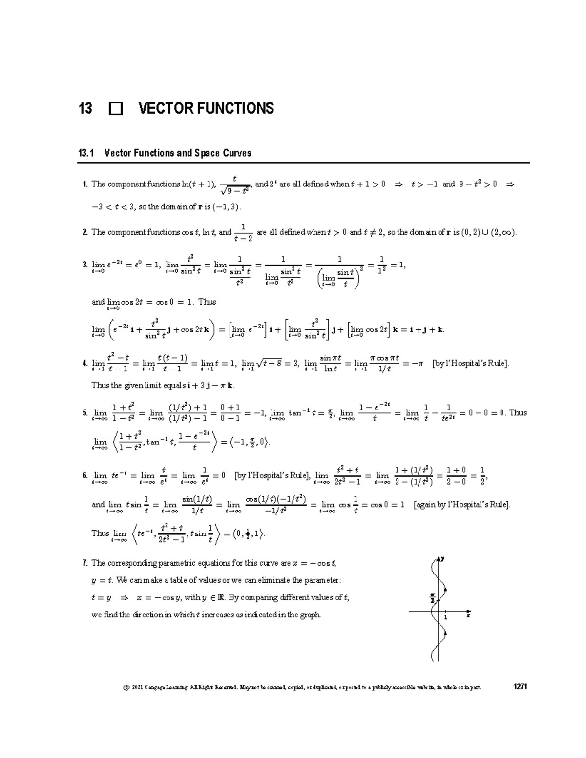 Ch13 answer - Ans - 13 VECTOR FUNCTIONS 13 Vector Functions and Space ...