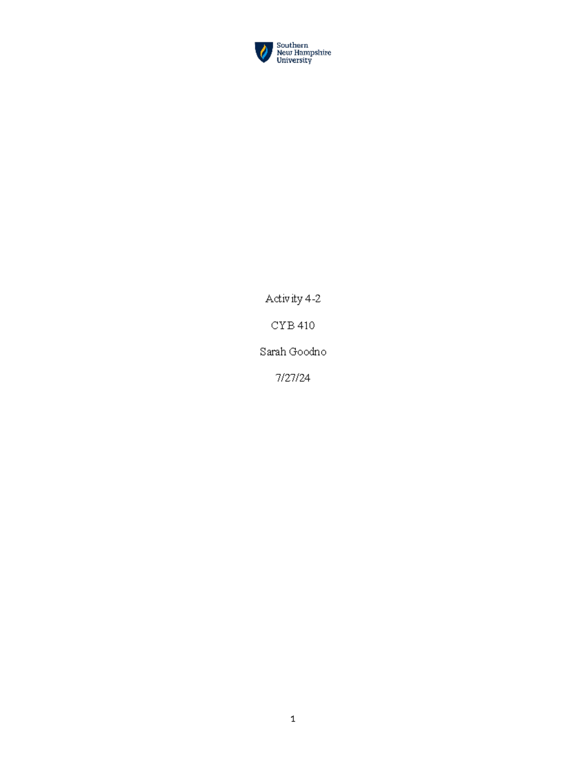 CYB 410 Activity 4-2 Sarah Goodno - Activity 4- CYB 410 Sarah Goodno 7 ...