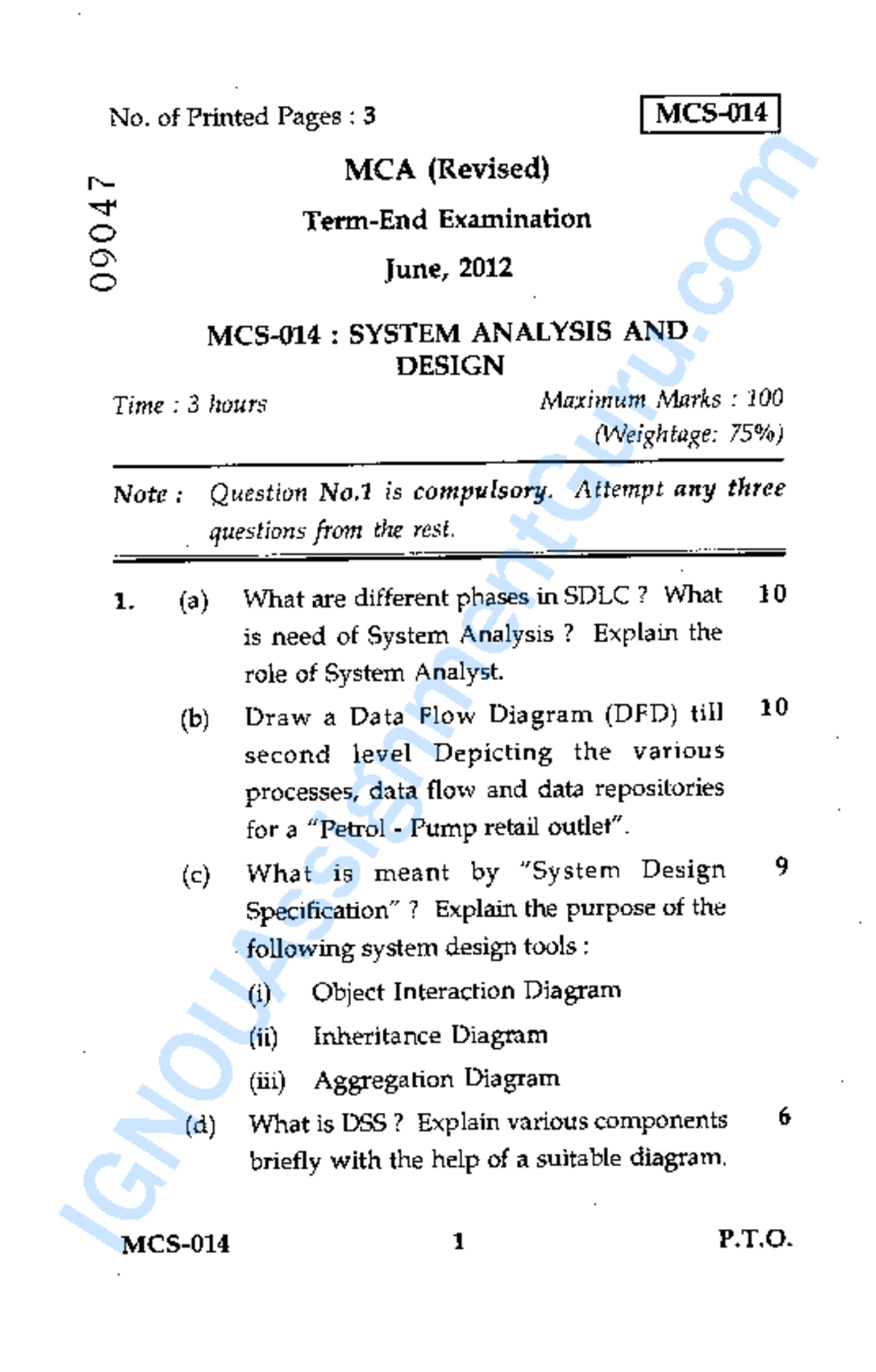 05. June 2012 MCS-014 Ignouassignment Guru - No. of Printed Pages : 3 r ...