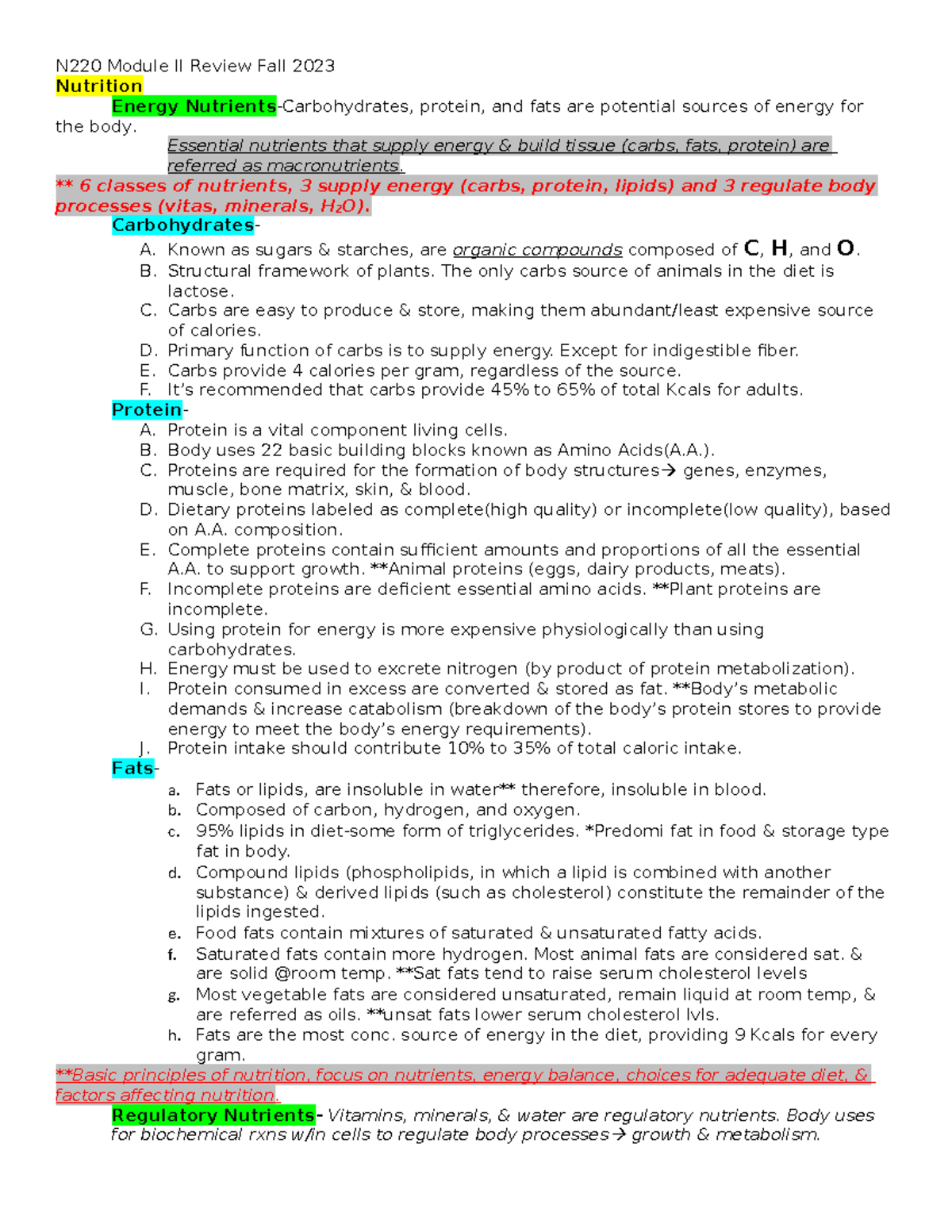 N220 Fundametals Exam 2 Study Guide - N220 Module II Review Fall 2023 ...