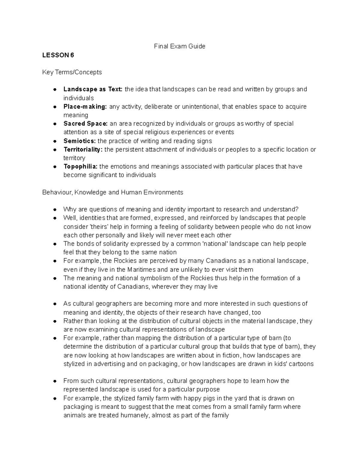 Final Exam Guide Lecture Notes - Prep - Final Exam Guide LESSON 6 Key ...