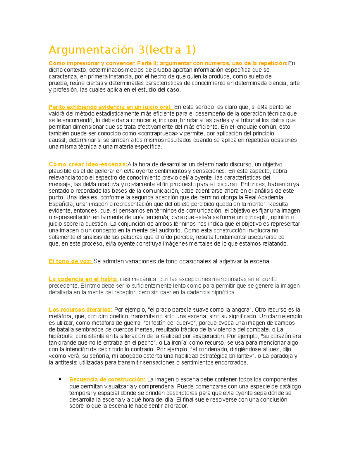 Argumentación 3 resumen de oratoria 3 y 4 - Argumentación 3(lectra 1) Cómo impresionar y ...