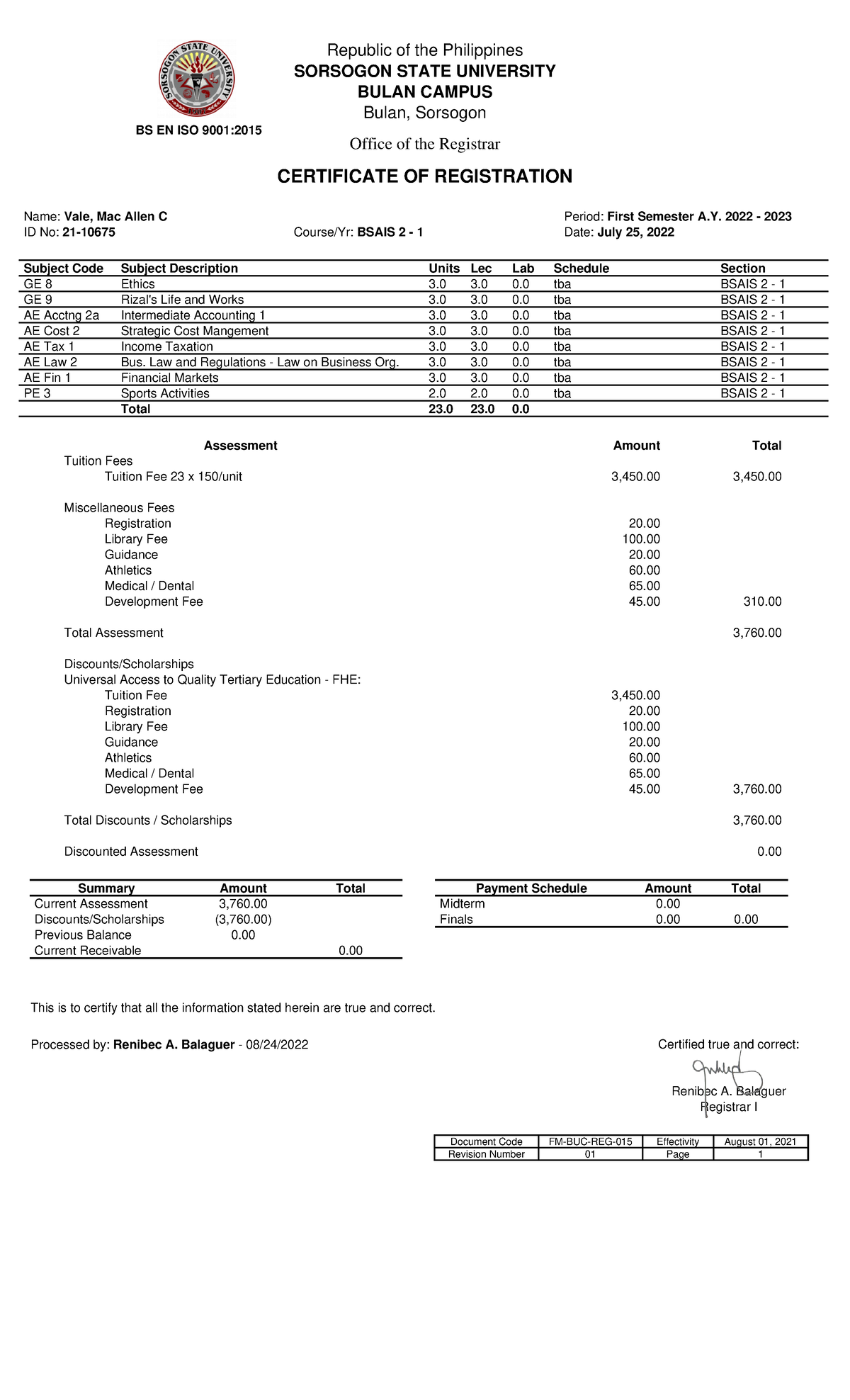 Cor-student-bsais-vale-mac-allen-c-pbrenibec - Republic of the ...
