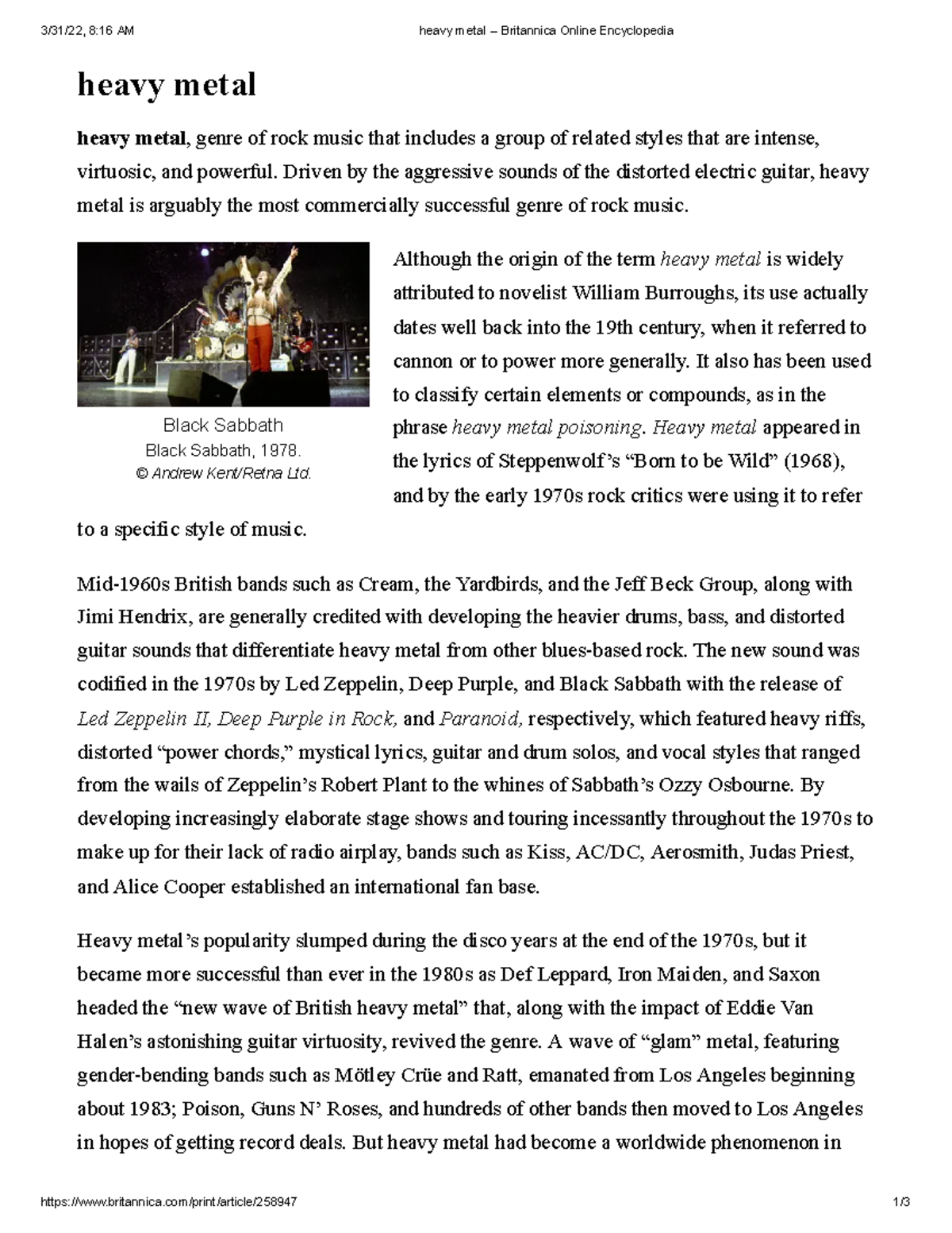 Heavy metal - Britannica Online Encyclopedia - 3/31/22, 8:16 AM heavy ...