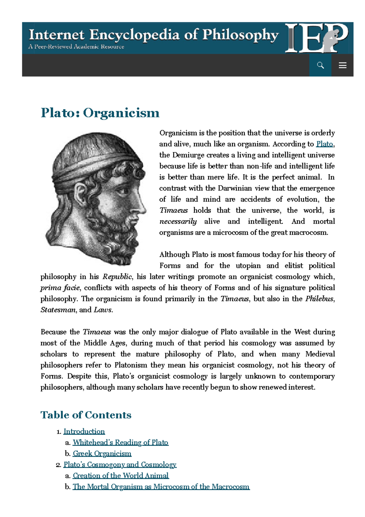Plato Sociology - Plato: Organicism Organicism is the position that the ...