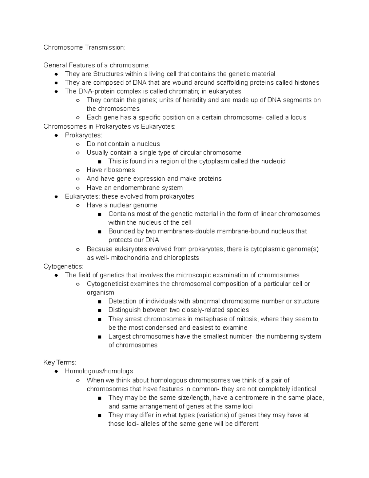 Lecture 4 Video + Ch. Notes - Chromosome Transmission: General Features ...