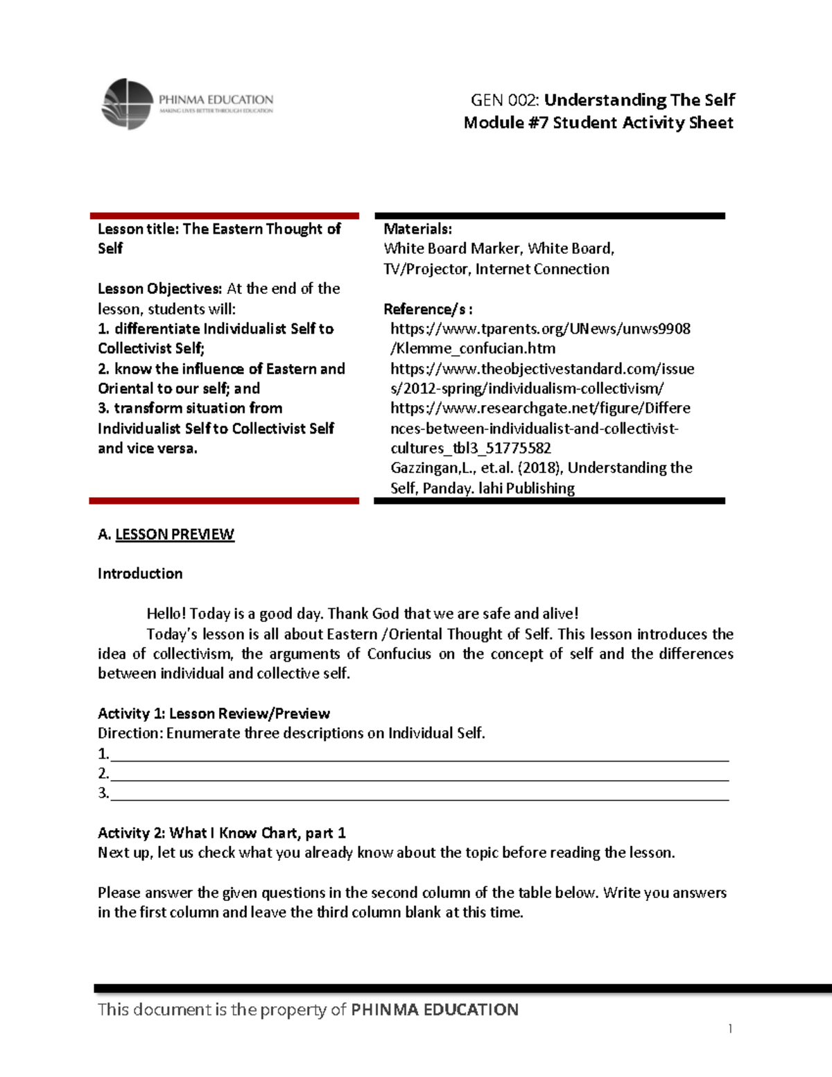 SAS#7-GEN 002 - Understanding Self - Module # 7 Student Activity Sheet ...