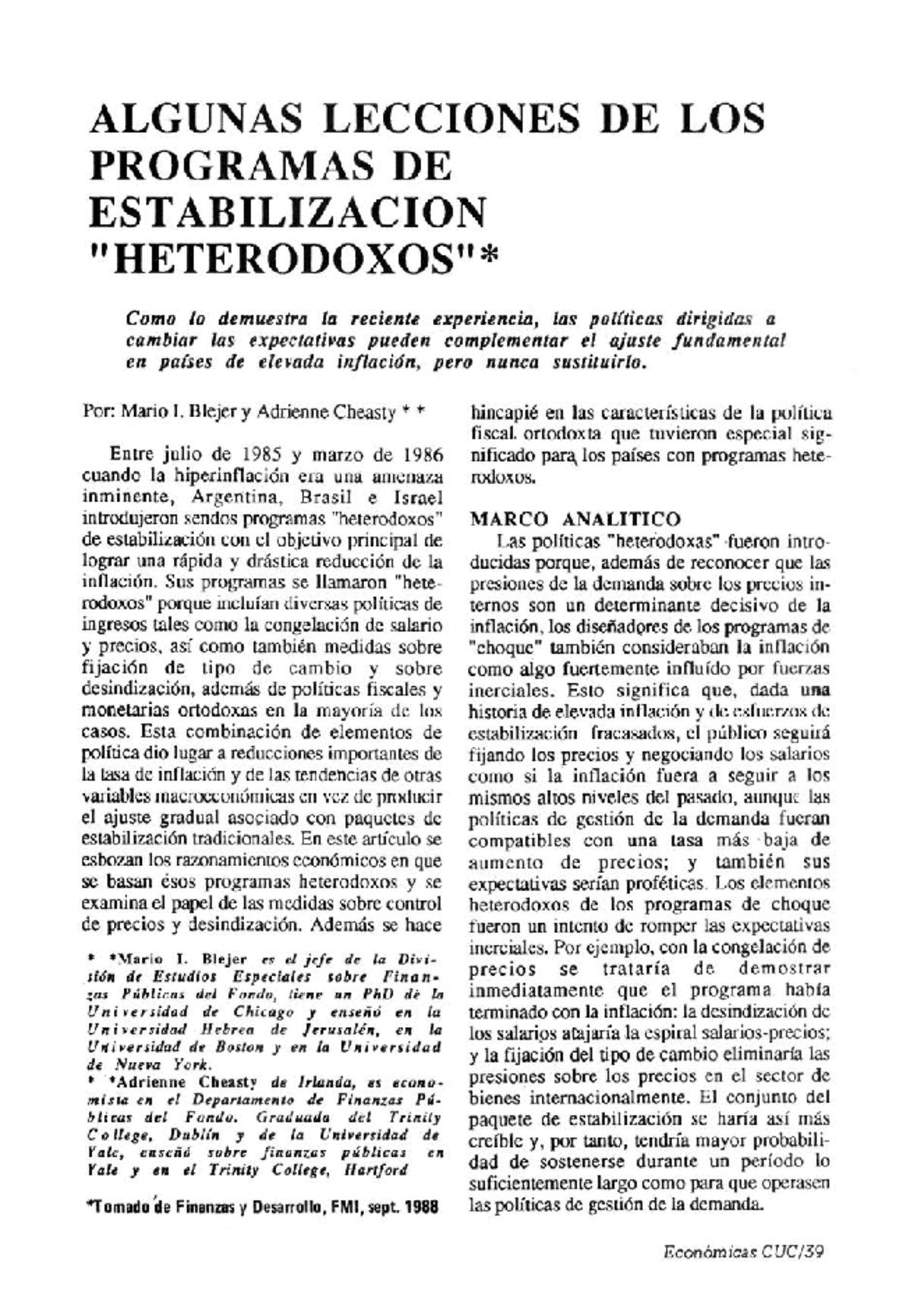 Blejer- Algunas lecciones de los prog de estab heterodoxos - Derechos ...