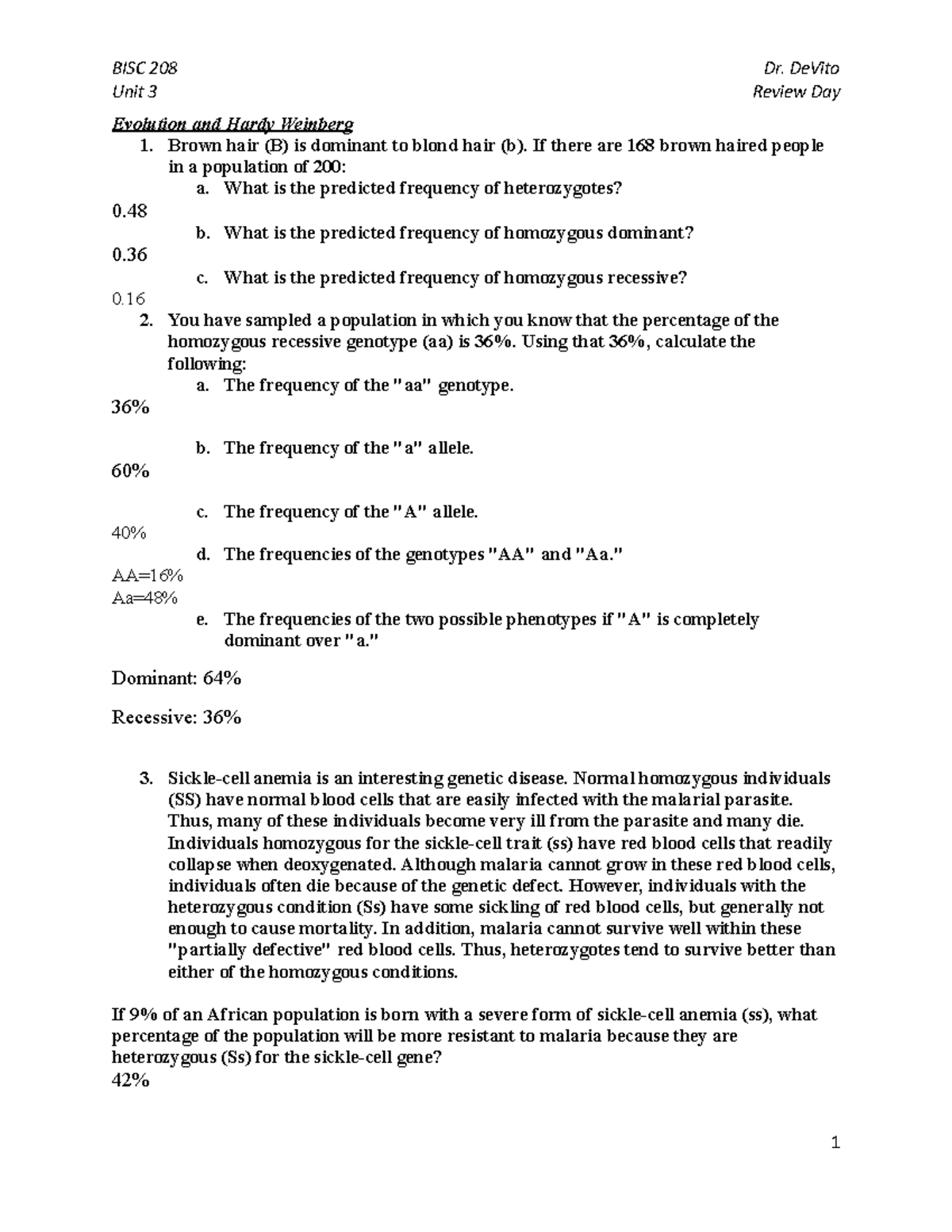 End of Semester Review Worksheet - Google Docs - Unit 3 Review Day ...