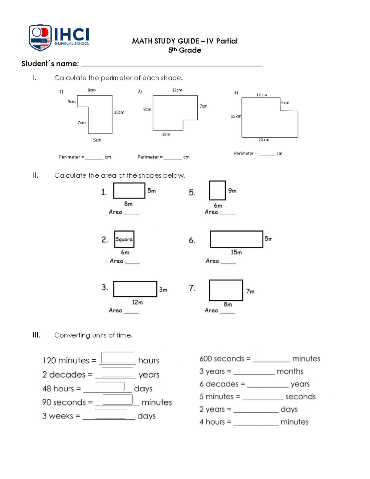 Study Guide IV Partial - Math 5th Grade - MATH STUDY GUIDE – IV Partial ...
