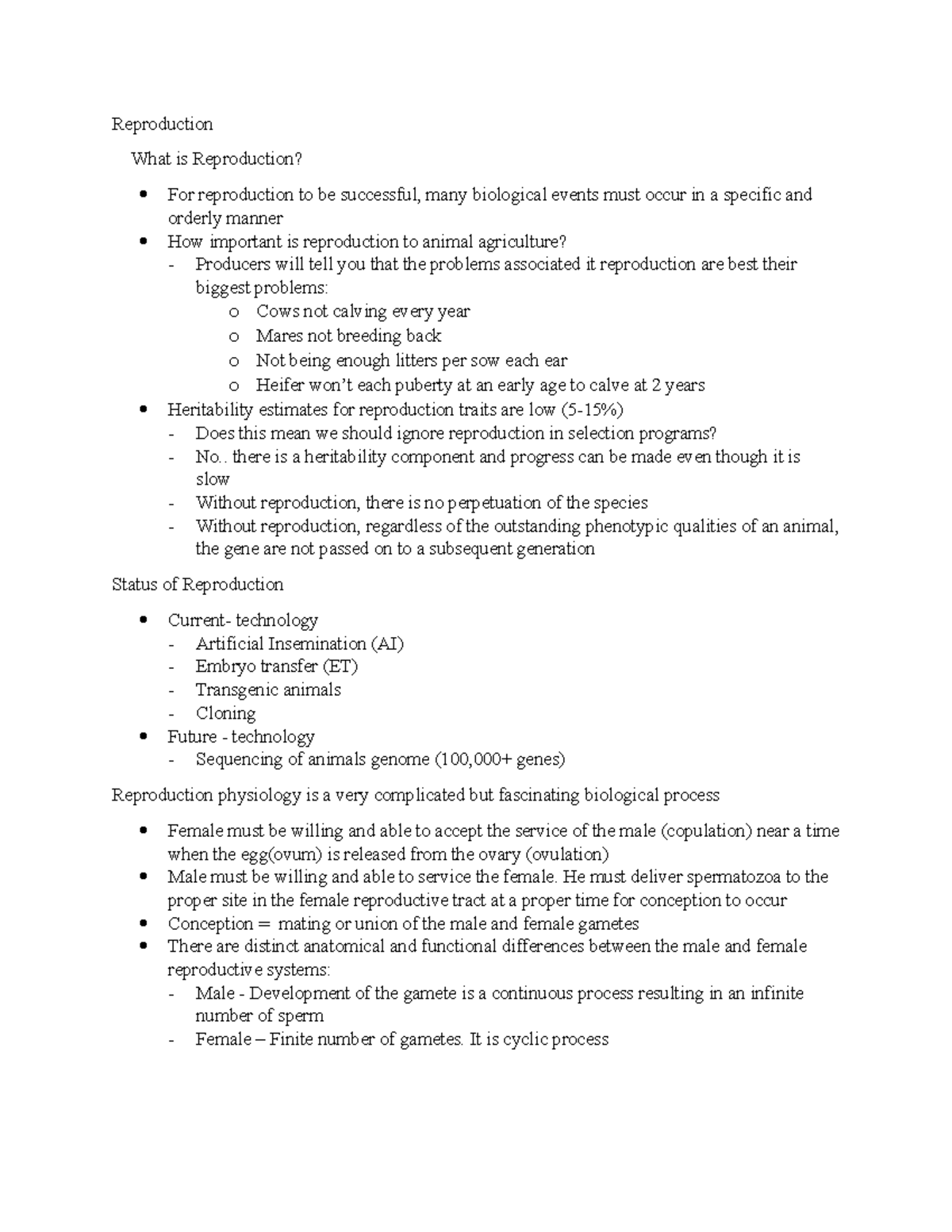 Reproduction - Repro notes - Reproduction What is Reproduction? For ...