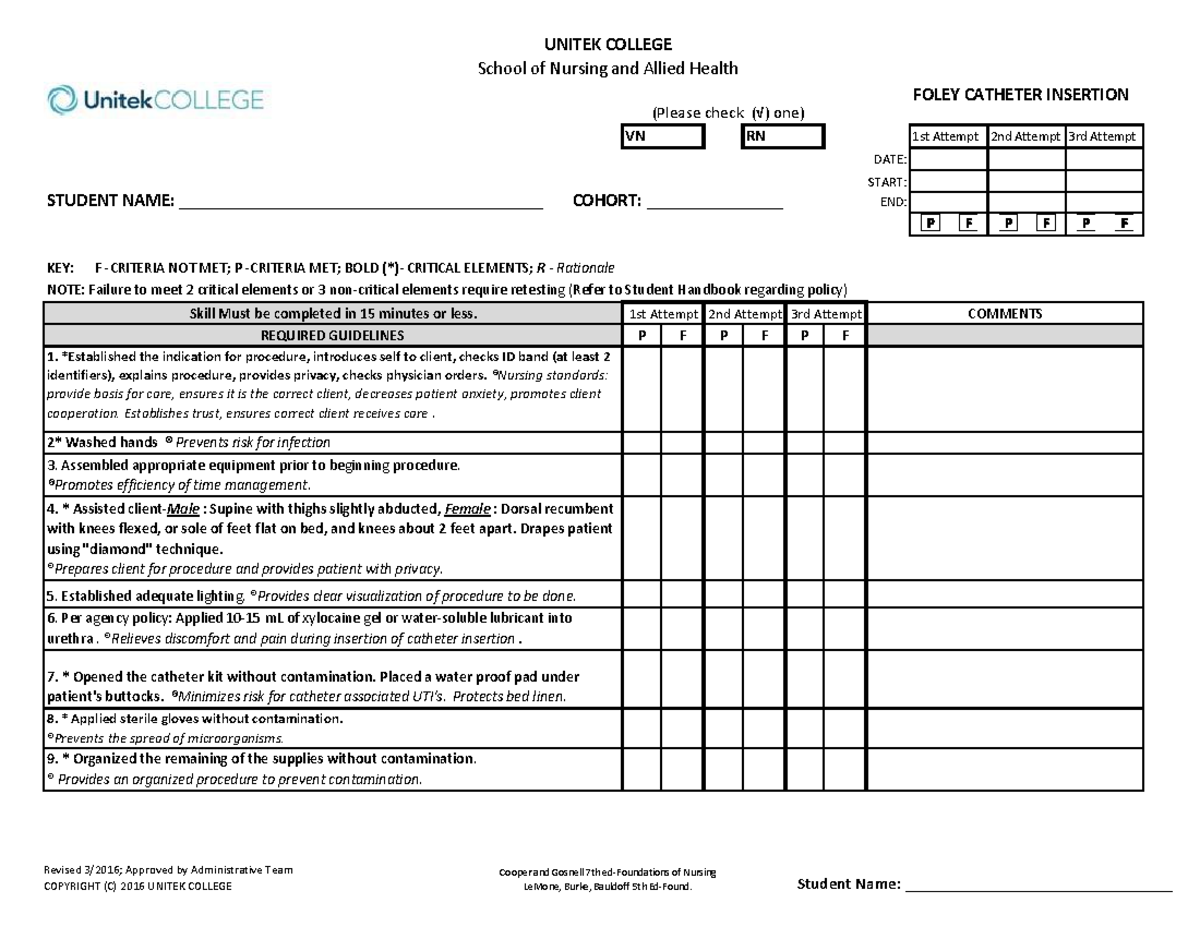 5 Foley Catheter Insertion 2018 - School of Nursing and Allied Health ...