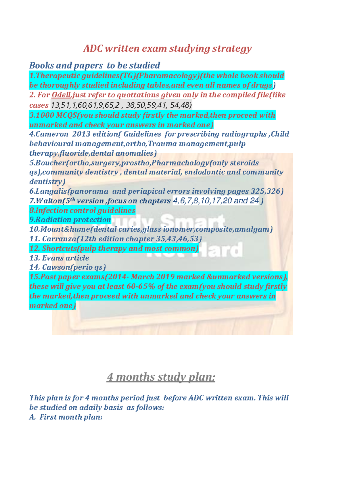 509416374- Study-PLAN - ADC written exam studying strategy Books and ...