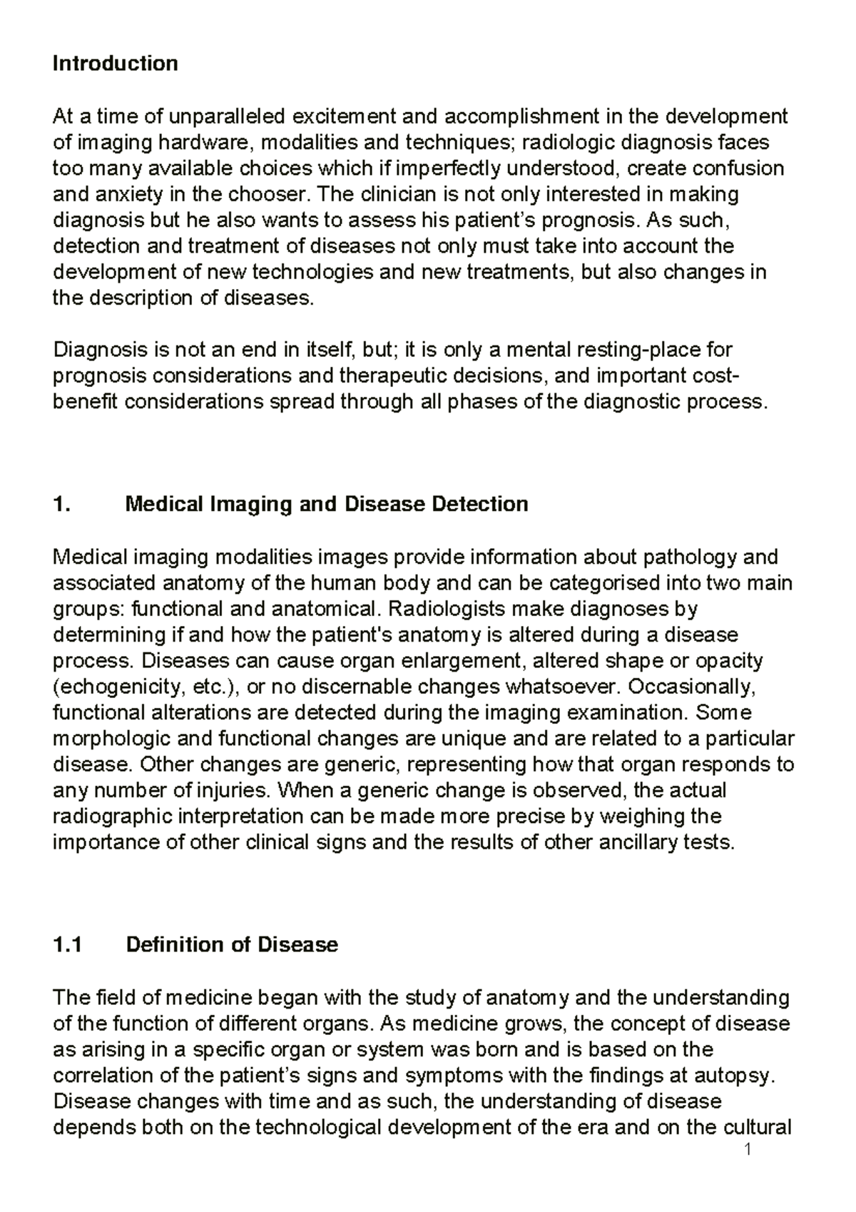 Student note on diseases and detection concept. - Introduction At a ...