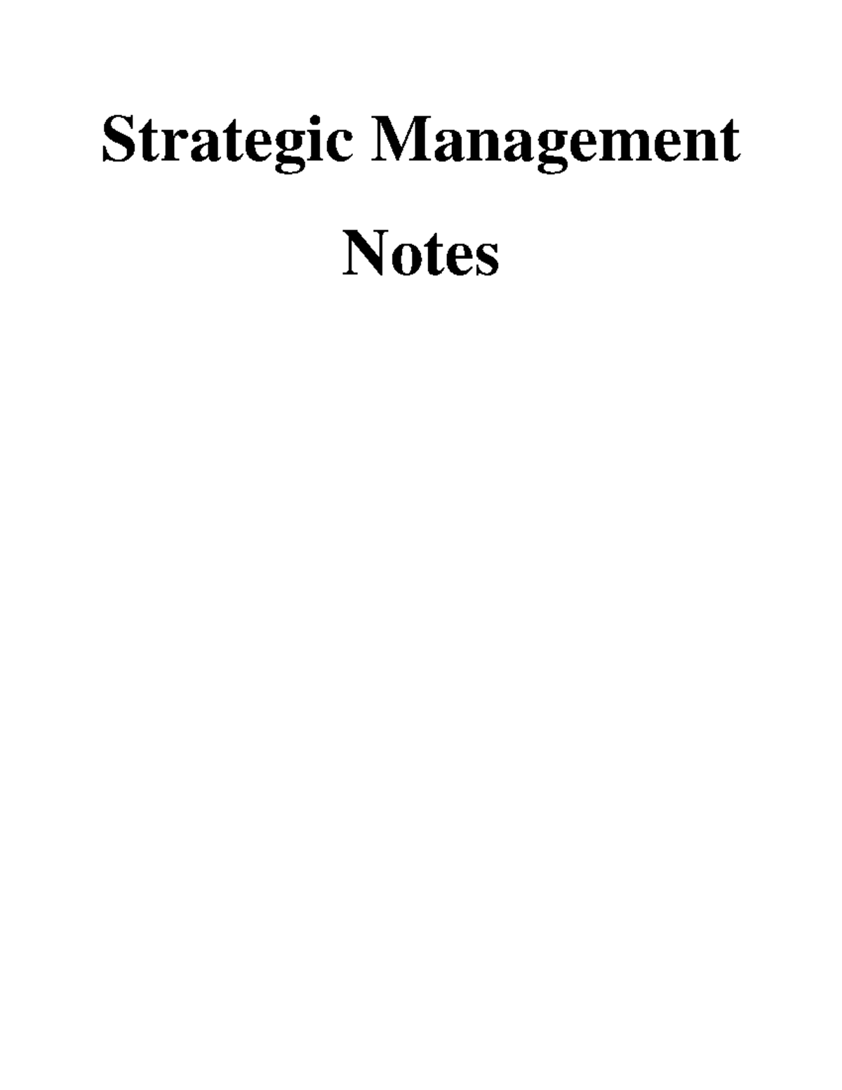 Strategic Management Notes - Strategic Management Notes Strategic ...