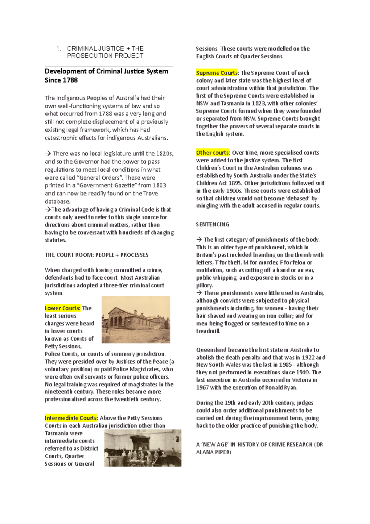 Summary - 1. CRIMINAL JUSTICE + THE PROSECUTION PROJECT