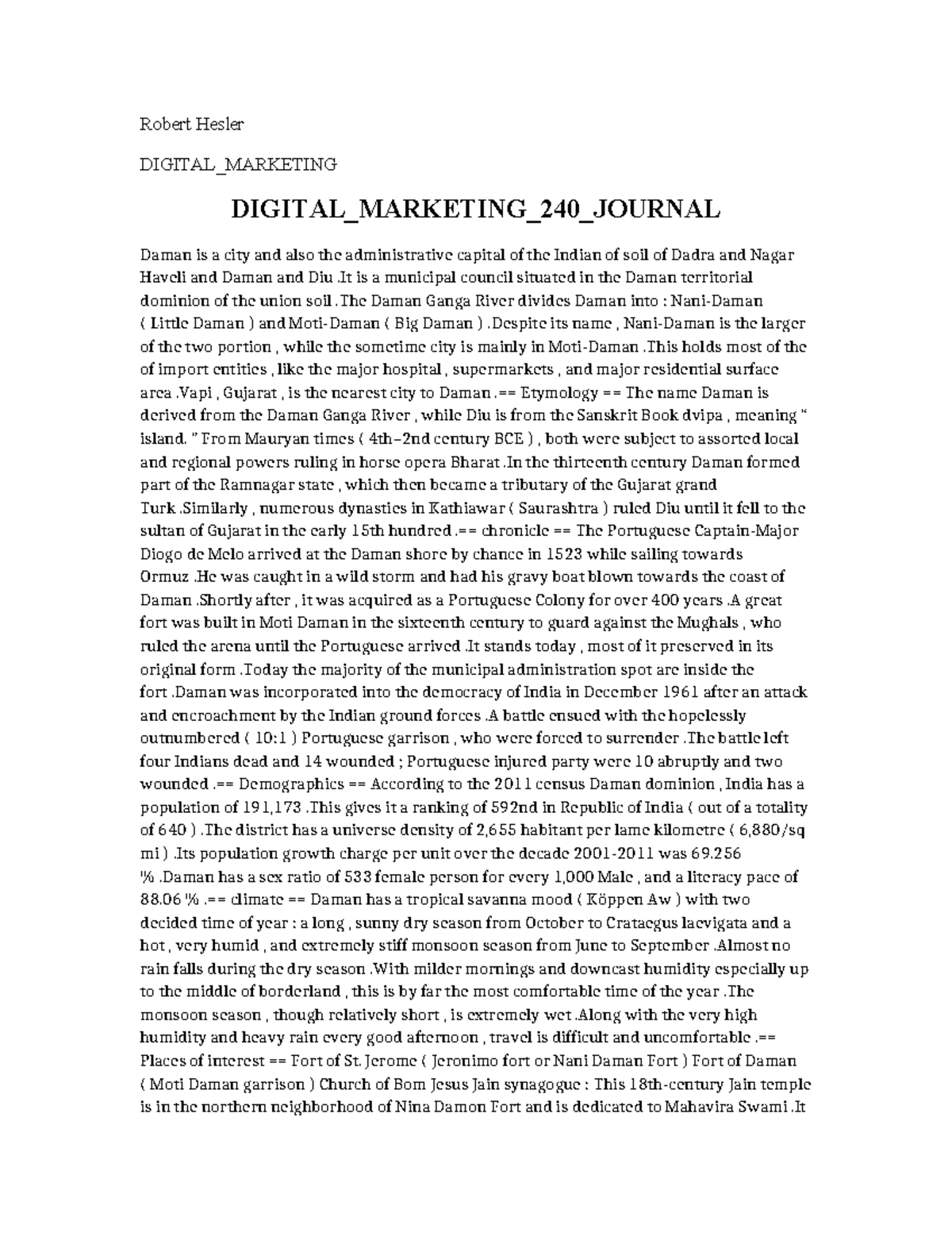 Digital Marketing 240 Journal - Robert Hesler DIGITAL_MARKETING DIGITAL ...