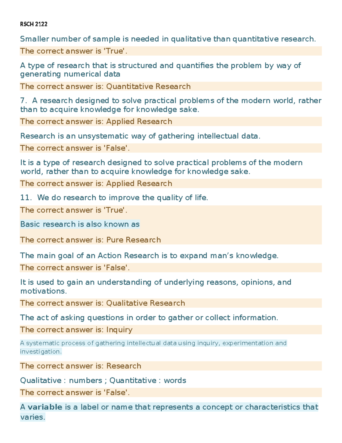 RSCH 2122 week 1-10 (g12) - RSCH 2122 Smaller number of sample is ...