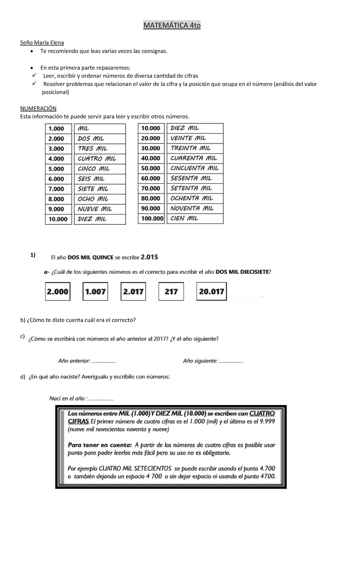 4to-matemática - Planificación de actividades de matemática. Cuarto ...
