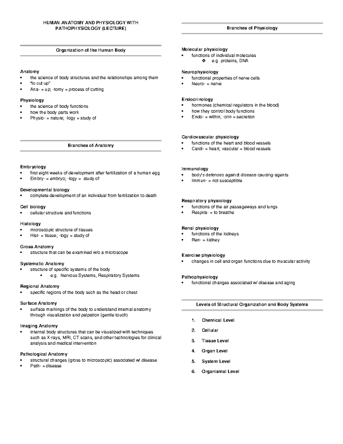 Reviewer - ANAPHY - HUMAN ANATOMY AND PHYSIOLOGY WITH PATHOPHYSIOLOGY ...