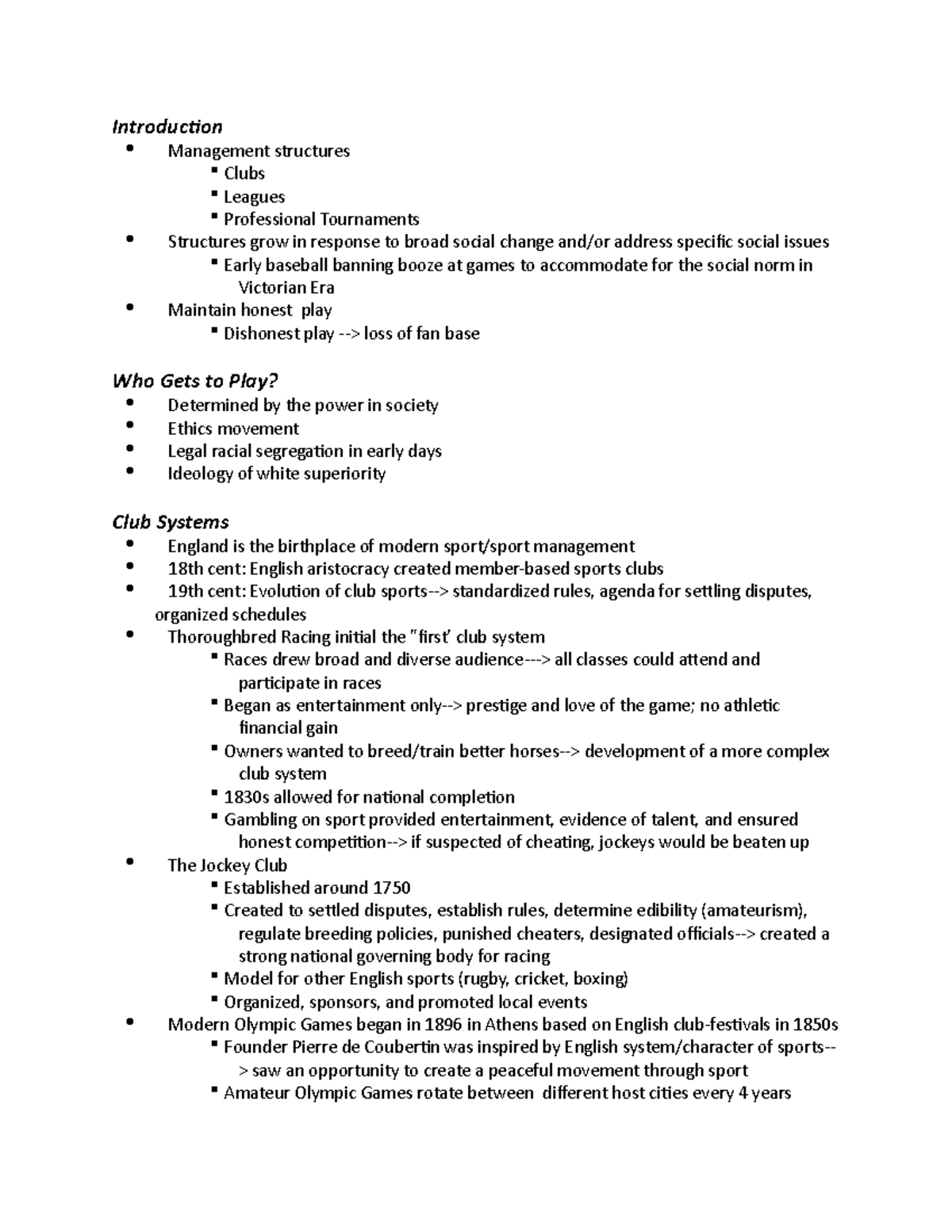 History of Sports Management - Introduction Management structures Clubs ...