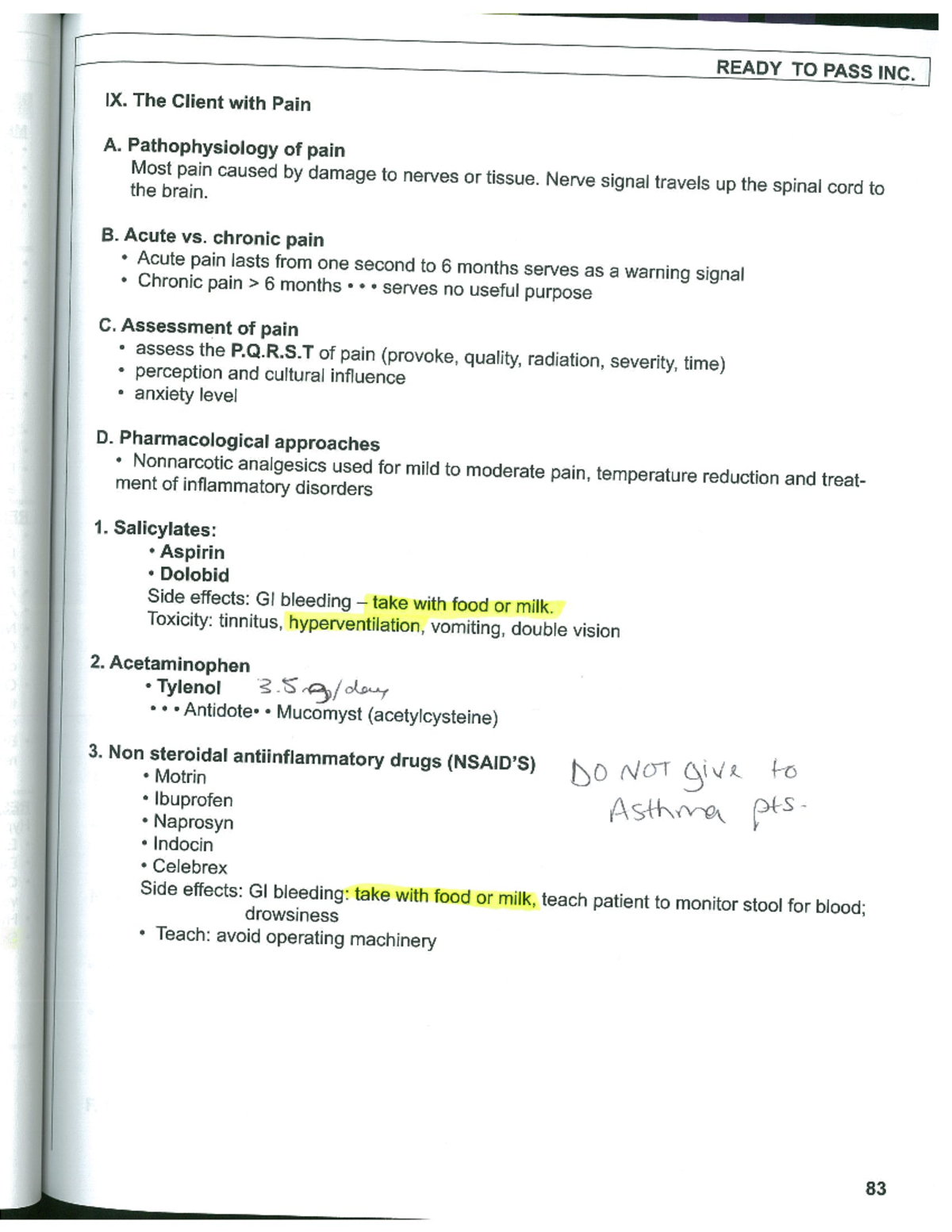 Ready to pass part 2 - READY TO PASS INC. IX. The Client with Pain A ...