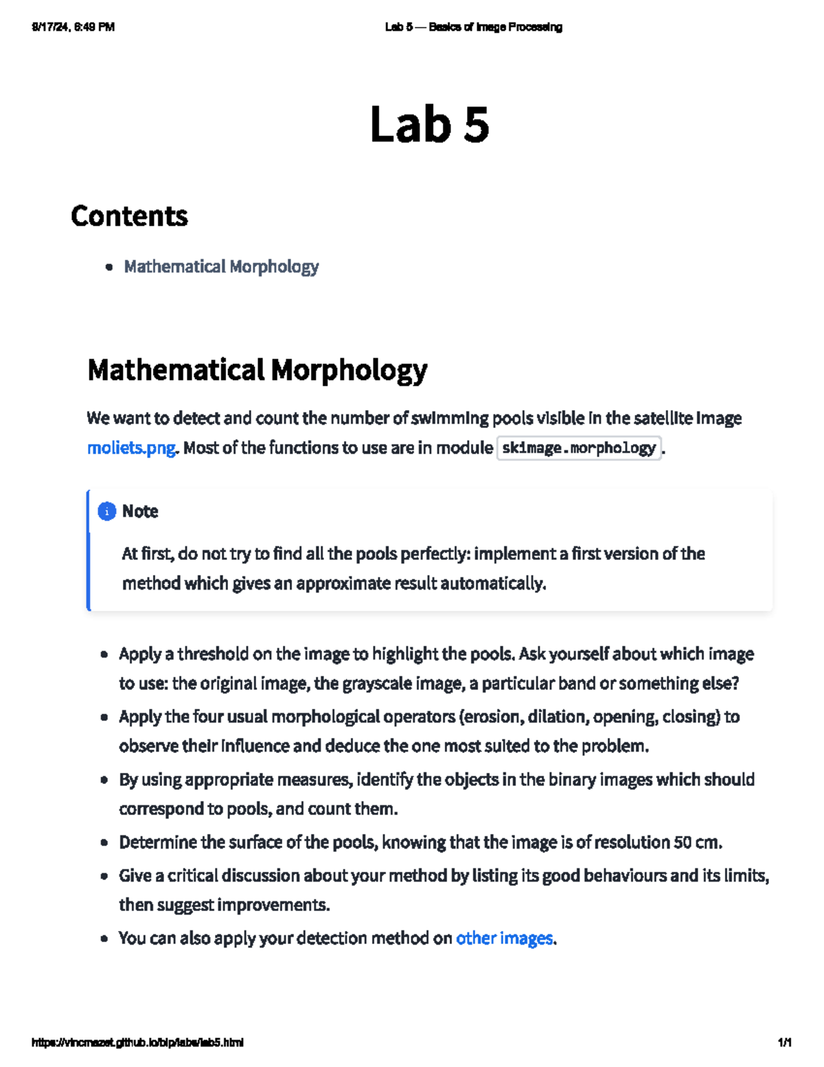 Lab5 - Lab notes - 6:49 PM Lab 5 Basics of Image Processing Lab 5 ...