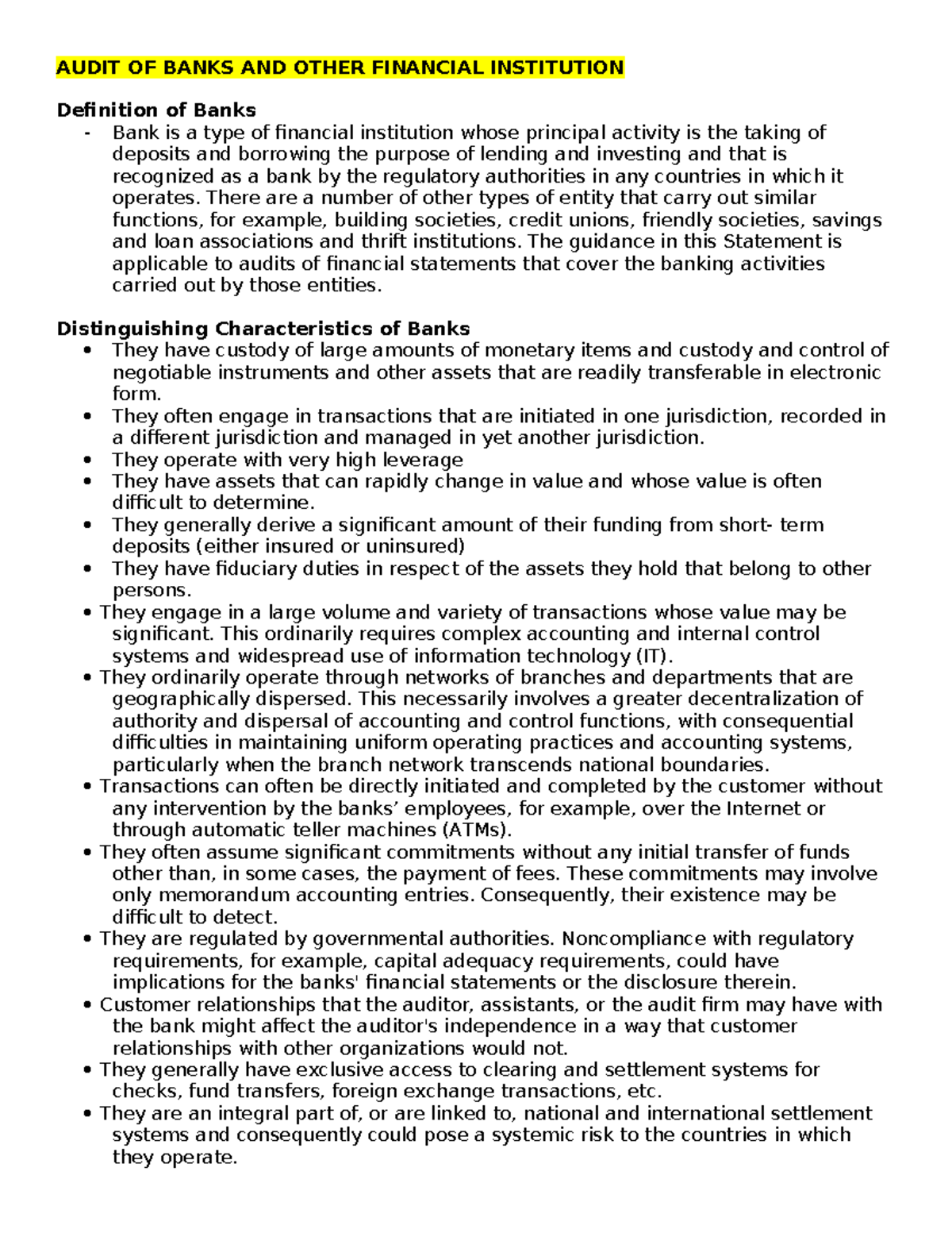 Audit 3 Reviewer - Accountancy - AUDIT OF BANKS AND OTHER FINANCIAL ...