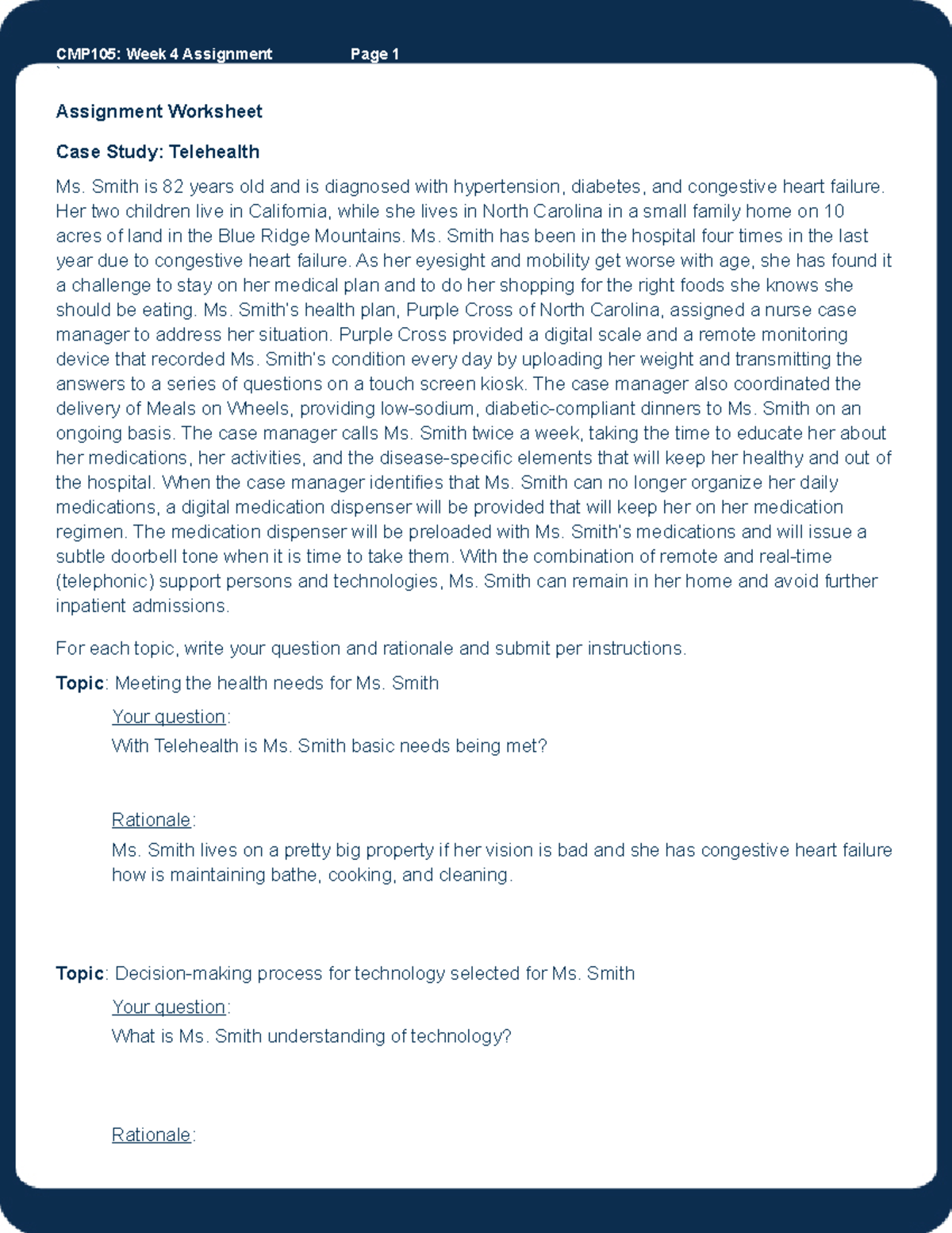 CMP105H Wk4 Assignment 08062023 - cmp105 - Fortis - Studocu