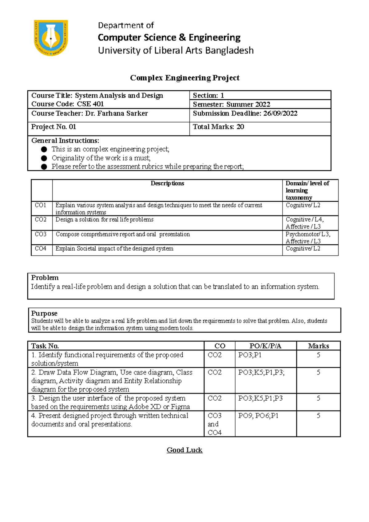 Updated FS CSE401 1 Complex Engineering Project - Department of ...
