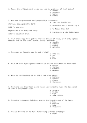 CHemistry-Exam-4 - Sample exam sheet - In Norse mythology, Thor once ...