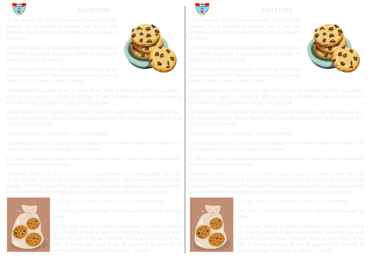 Lectura para 2do año Galletitas - GALLETITAS A una estación de trenes ...