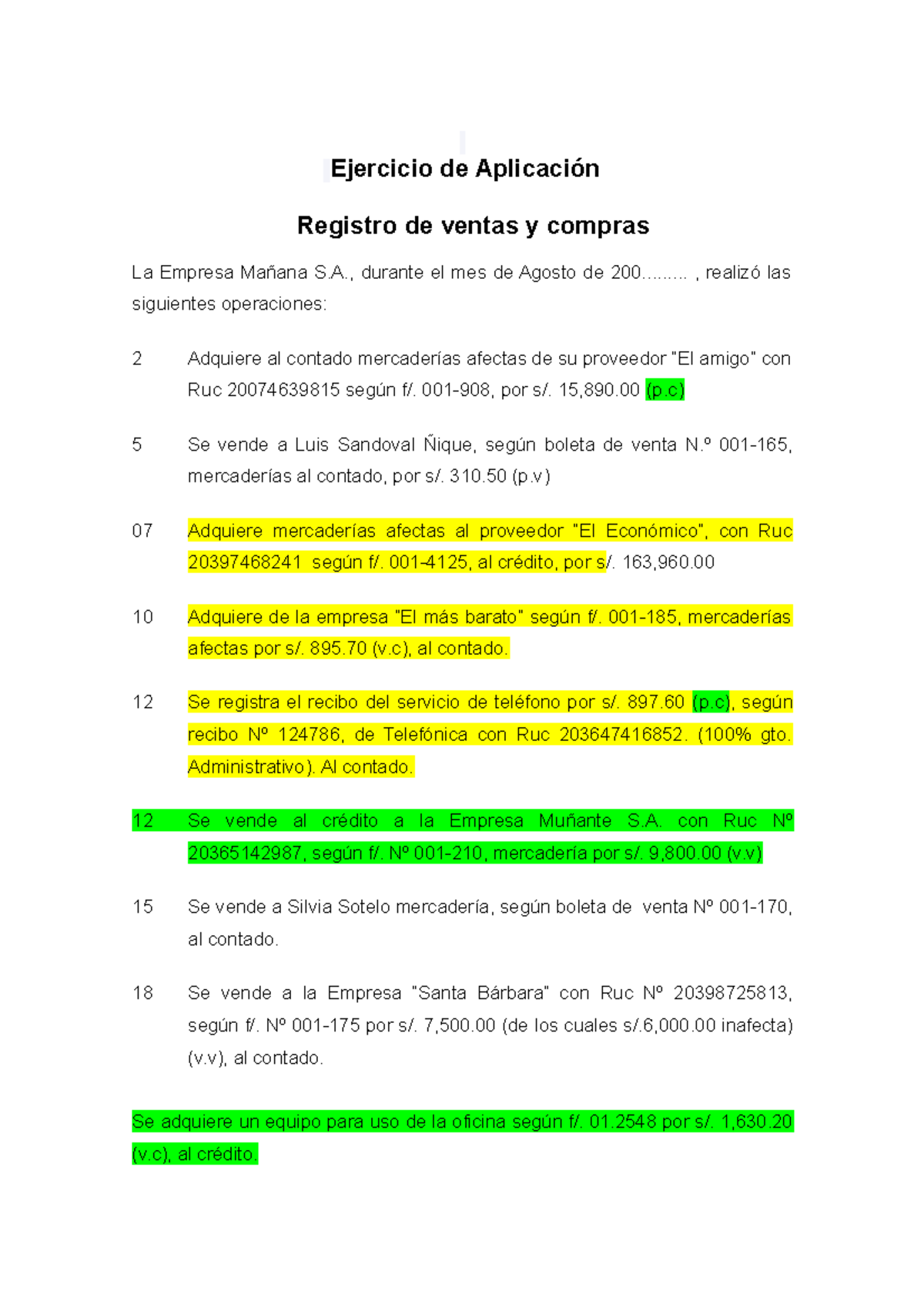 Ejercicio de Aplicacióncompras y ventas Empresa Mañana - Ejercicio de ...