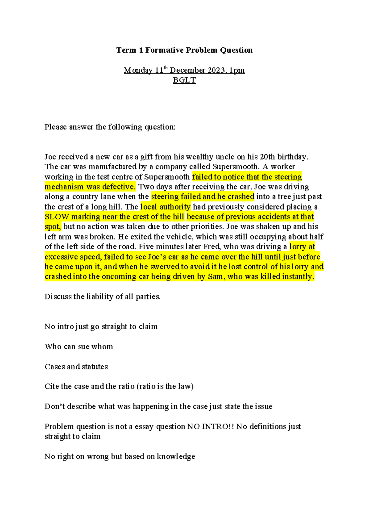 Formative mock question 2023 24 - Term 1 Formative Problem Question ...