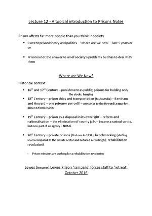 Lecture 3 - Aims and Justifications of Punishment Notes - Lecture 3 ...