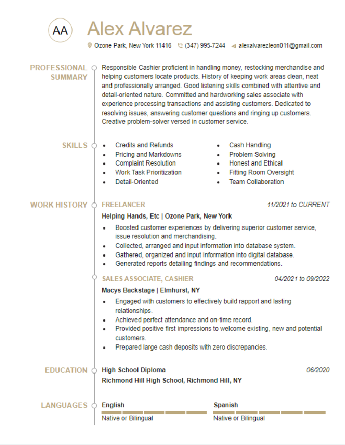 Alex resume - AA Alex Alvarez Ozone Park, New York 11416 (347 ...
