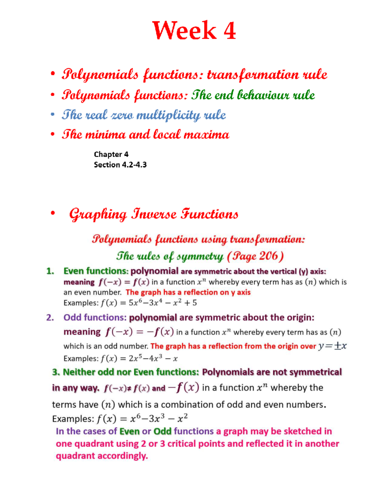 Maths Slides for week 4 - Summary Mathematics1 - Week 4 Polynomials ...