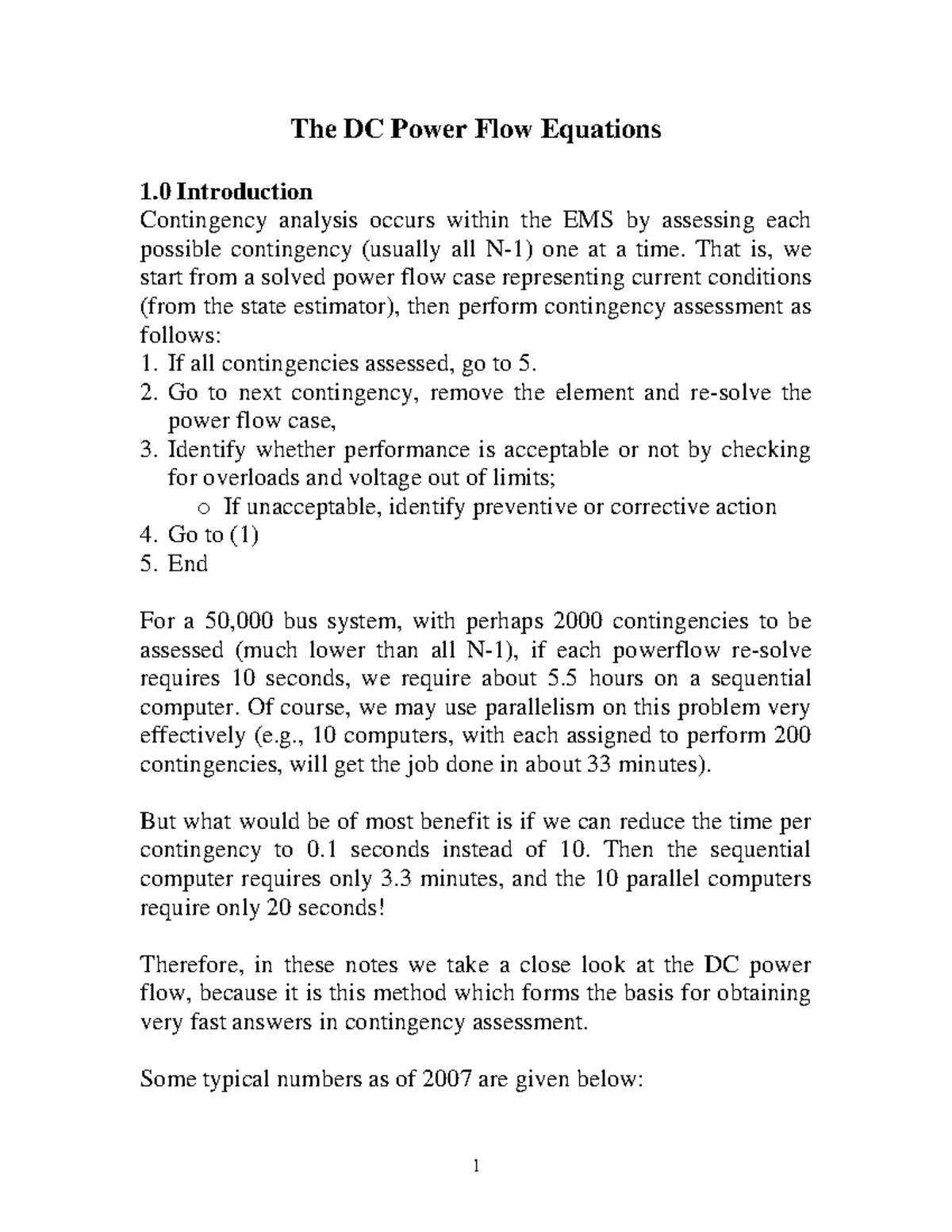 DCPower Flow Equations - That is, we start from a solved power flow case representing current ...